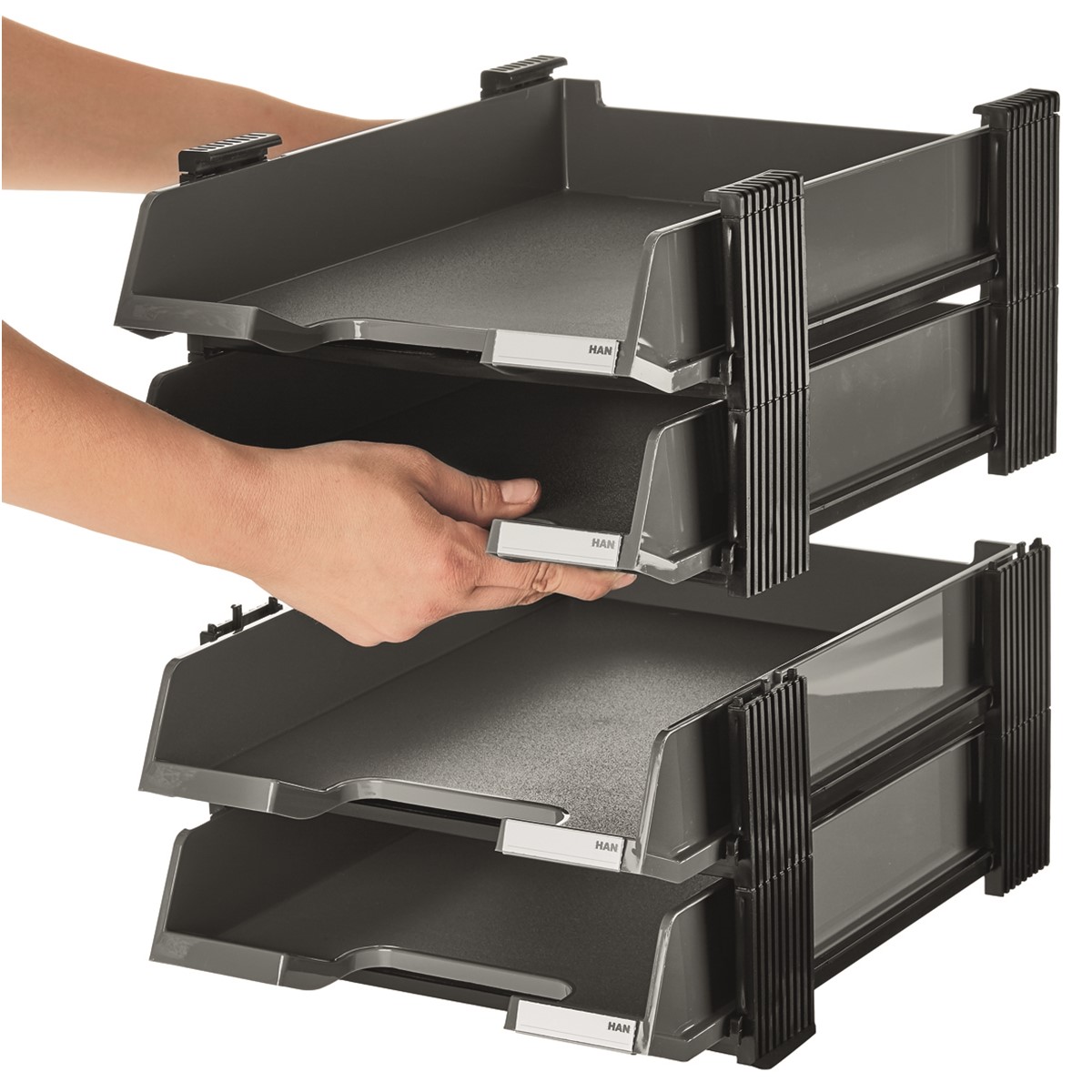 HAN 10320-191 - Briefablagen-Set DUETT, dunkelgrau-schwarz